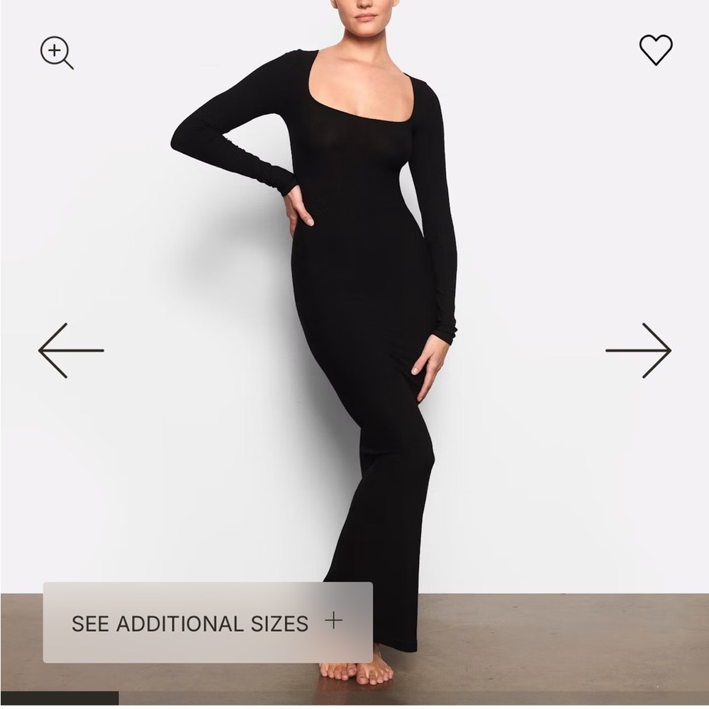 Skims Black Long Sleeve Maxi Dress - Gem